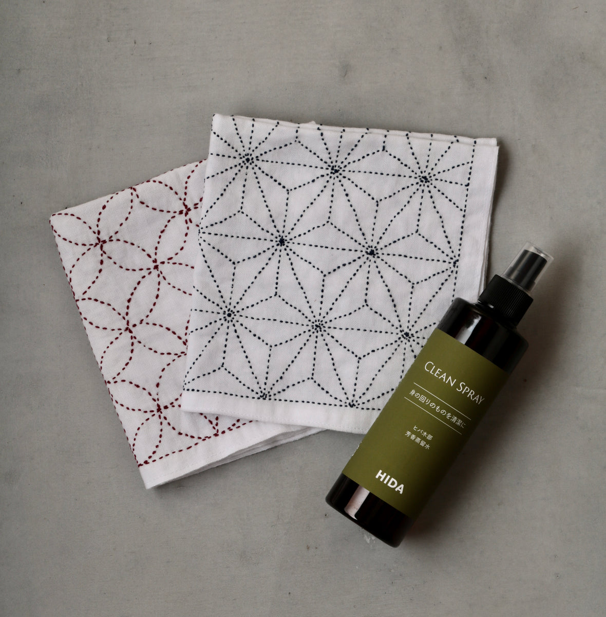【飛騨のギフトセット】飛騨さしこのふきんとクリーンスプレーセット｜hiHIDA